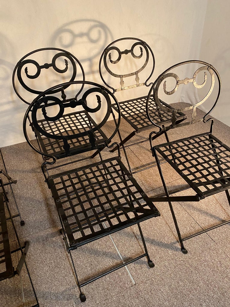 Six Wrought Iron Chairs, French, 20th Century For Sale at 1stDibs