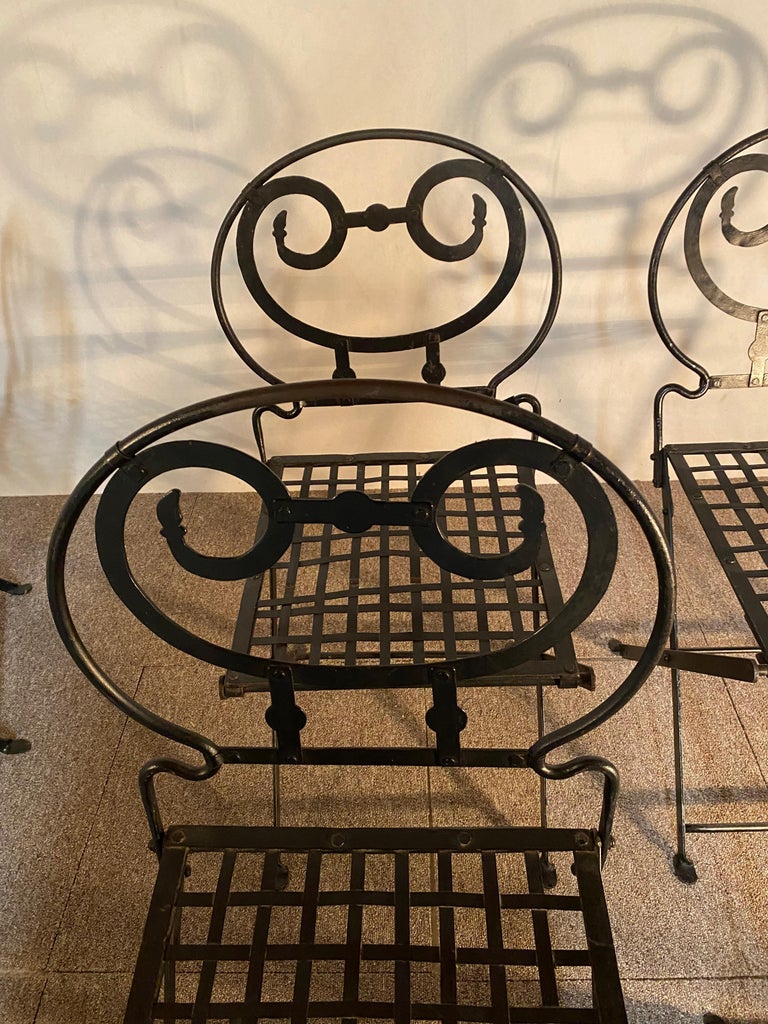 Six Wrought Iron Chairs, French, 20th Century For Sale at 1stDibs