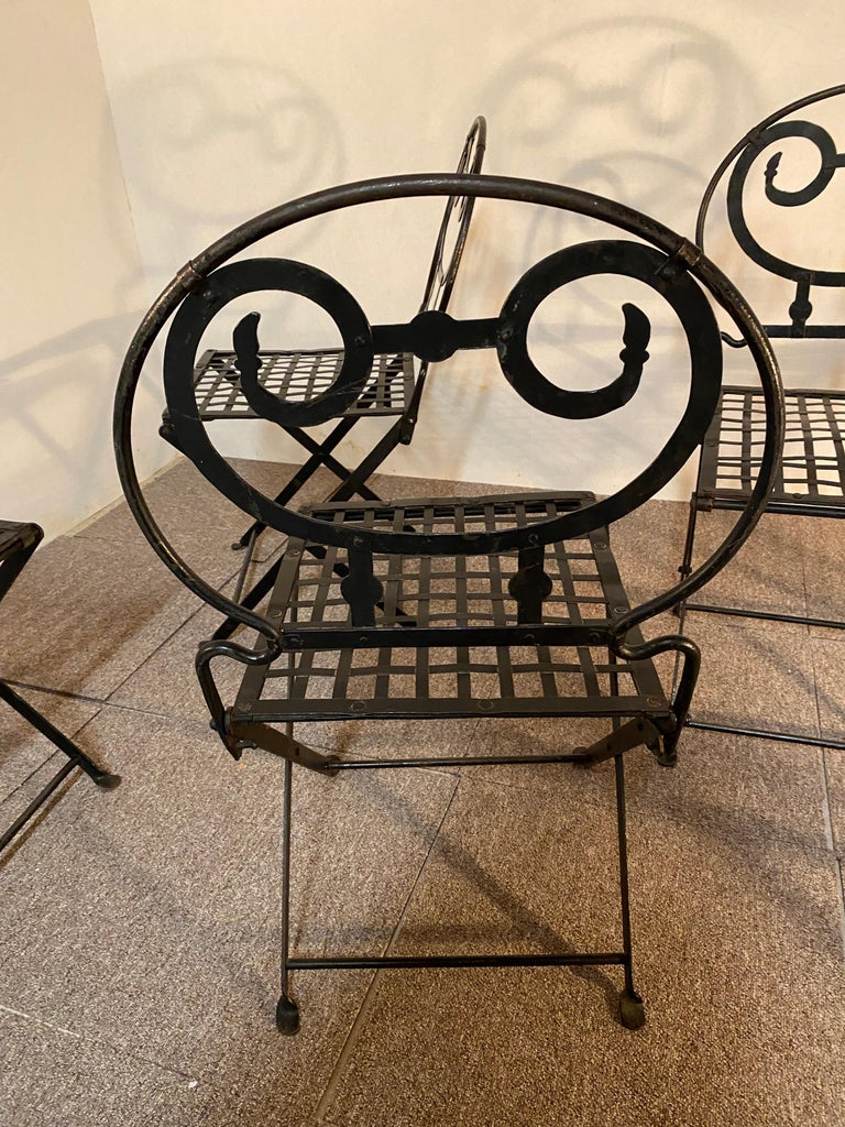 Six Wrought Iron Chairs, French, 20th Century For Sale at 1stDibs