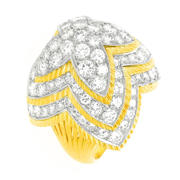 Sixties French Diamond Cocktail Ring For Sale at 1stDibs