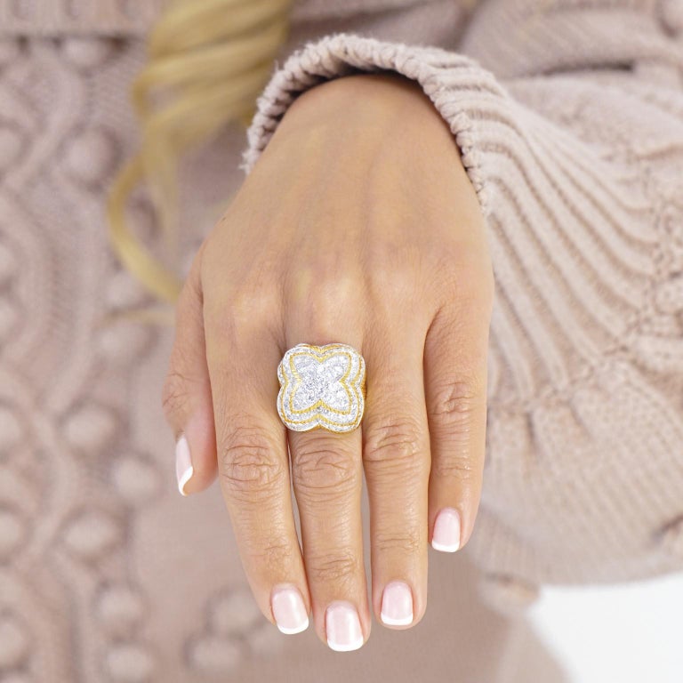 Sixties French Diamond Cocktail Ring For Sale at 1stDibs