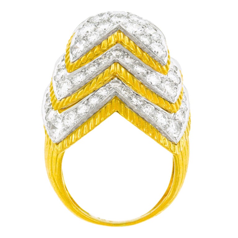 Sixties French Diamond Cocktail Ring For Sale at 1stDibs