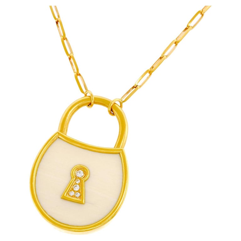 Sixties French "Lock" Necklace 18k at 1stDibs