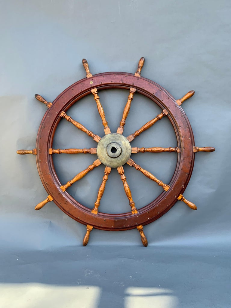 Sixty-Seven Inch Antique Ships Wheel For Sale at 1stDibs