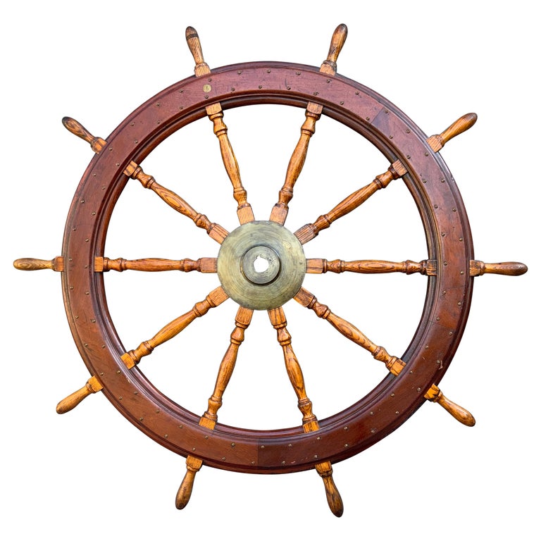 Sixty-Seven Inch Antique Ships Wheel For Sale at 1stDibs