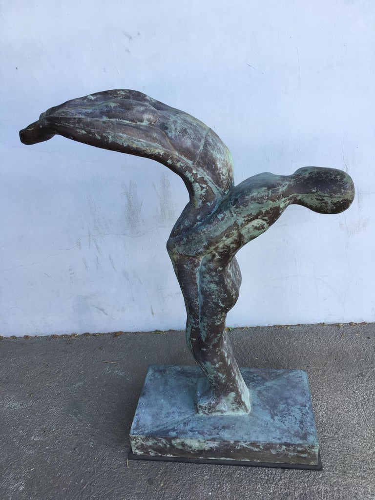 Sizable 43" Modern Faux Bronze "Lovers" Statue For Sale at 1stDibs