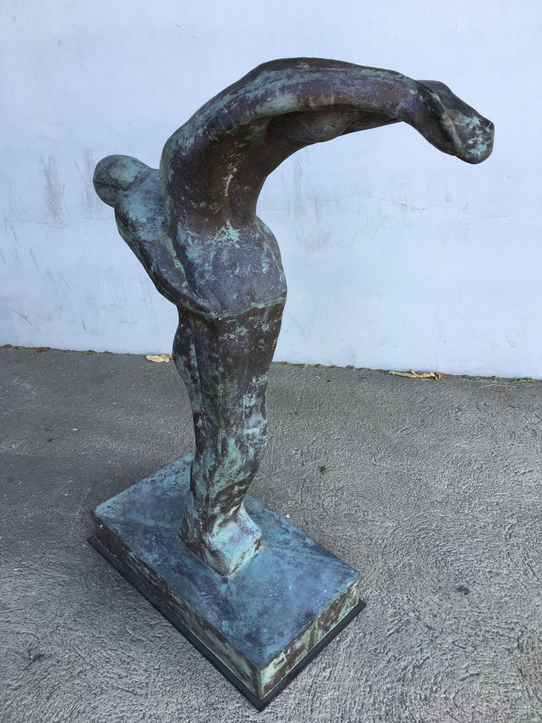 Sizable 43" Modern Faux Bronze "Lovers" Statue For Sale at 1stDibs