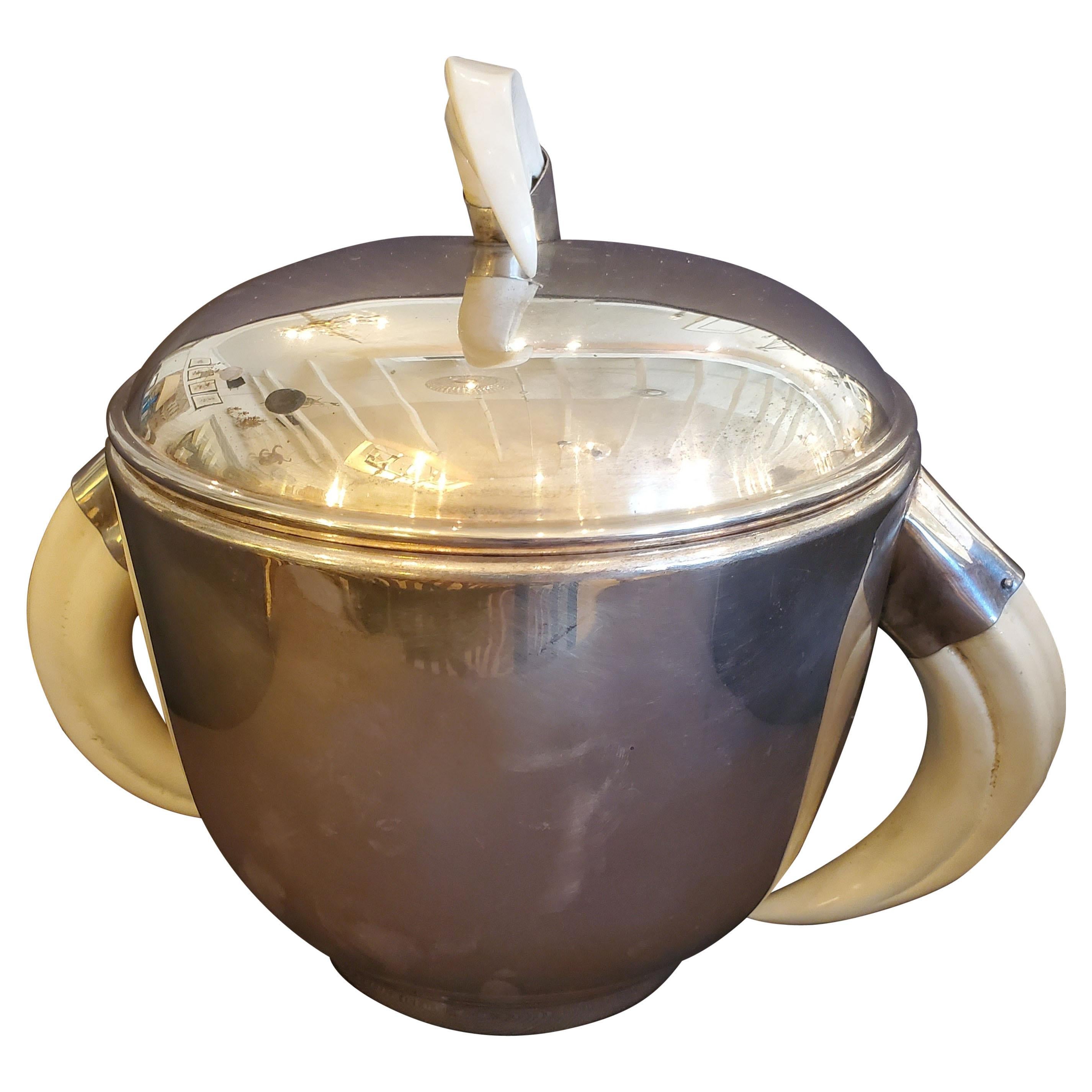 Cool Green Mid-Century Modern Acrylic Ice Bucket with Frogs at 1stDibs