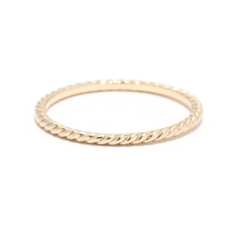 Skinny Rope Twist Band, 14K Gold, Rope Motif Band, Rope Ring, Thin ...