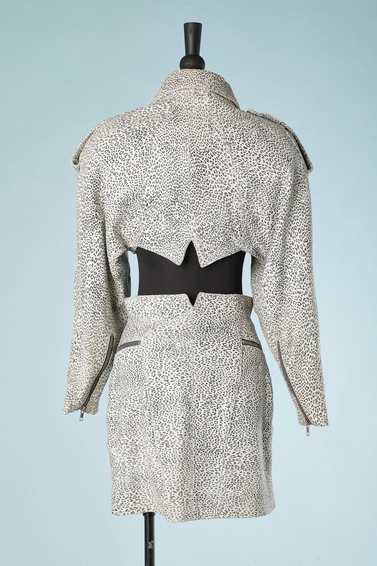 Skirt suit in printed leopard leather Michael Hoban for North Beach ...