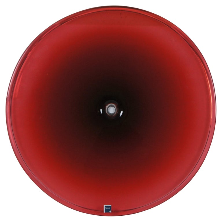 SkLO Czech Studio Art Glass Strawberry Red Pool Object Disc Sculpture ...