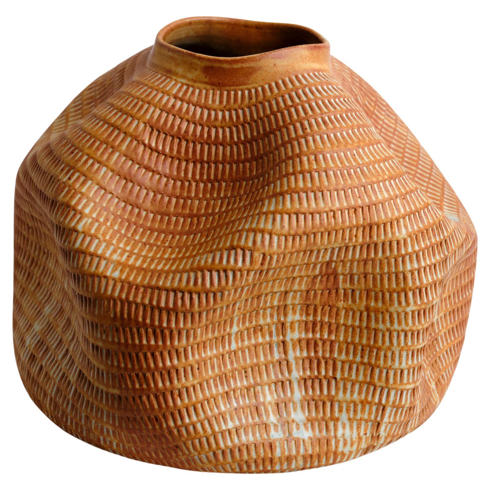 Mexican Rustic Vase Folk Art Handmade Ceramic Vessel Terracotta Oaxaca ...