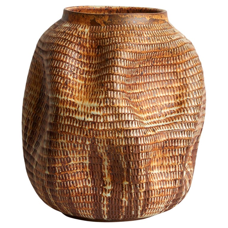 Skoby Joe Light Brown Textured Ceramic Vase Wabi Sabi/ Mid-Century ...