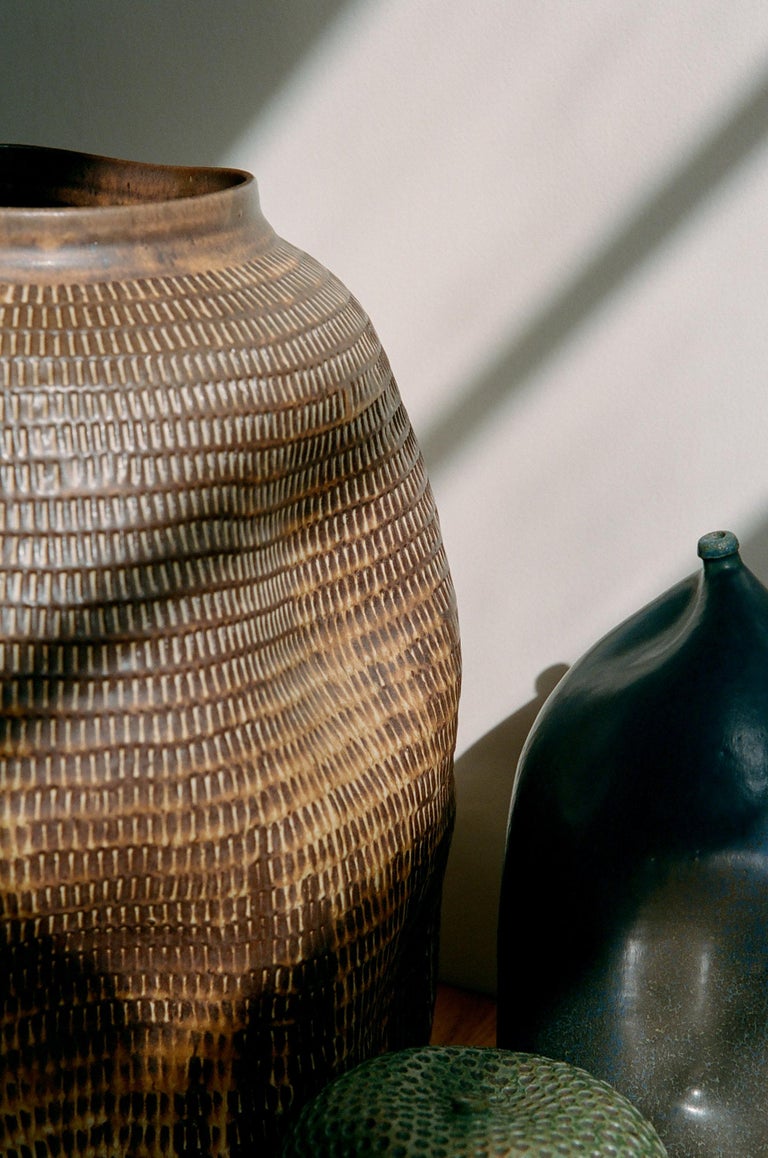 Skoby Joe Tall Brown Textured Ceramic Vase Wabi Sabi / Mid-Century ...