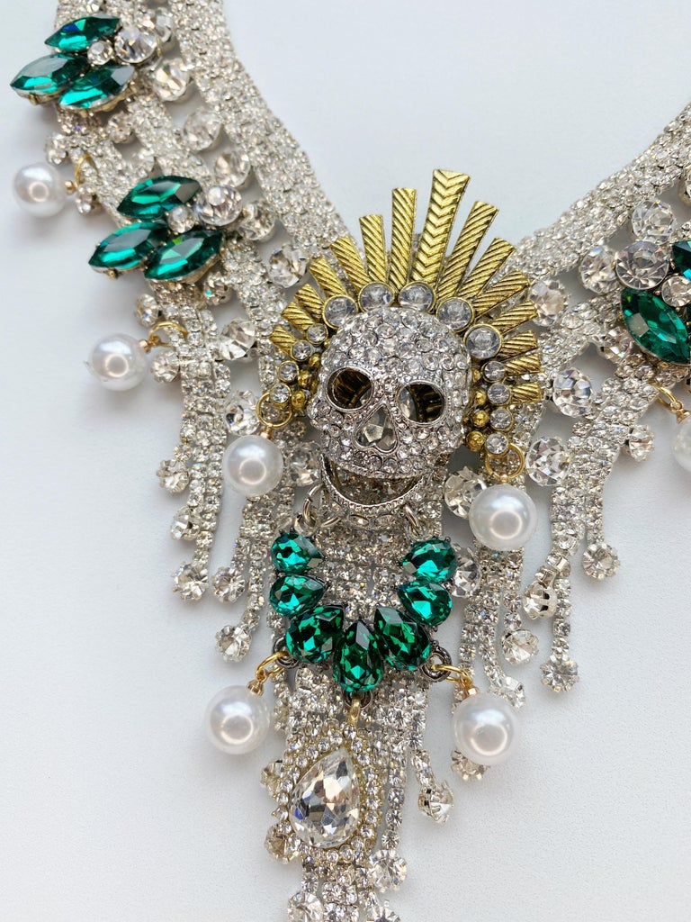 Skull and crystal necklace by Sebastian Jaramillo For Sale at 1stDibs