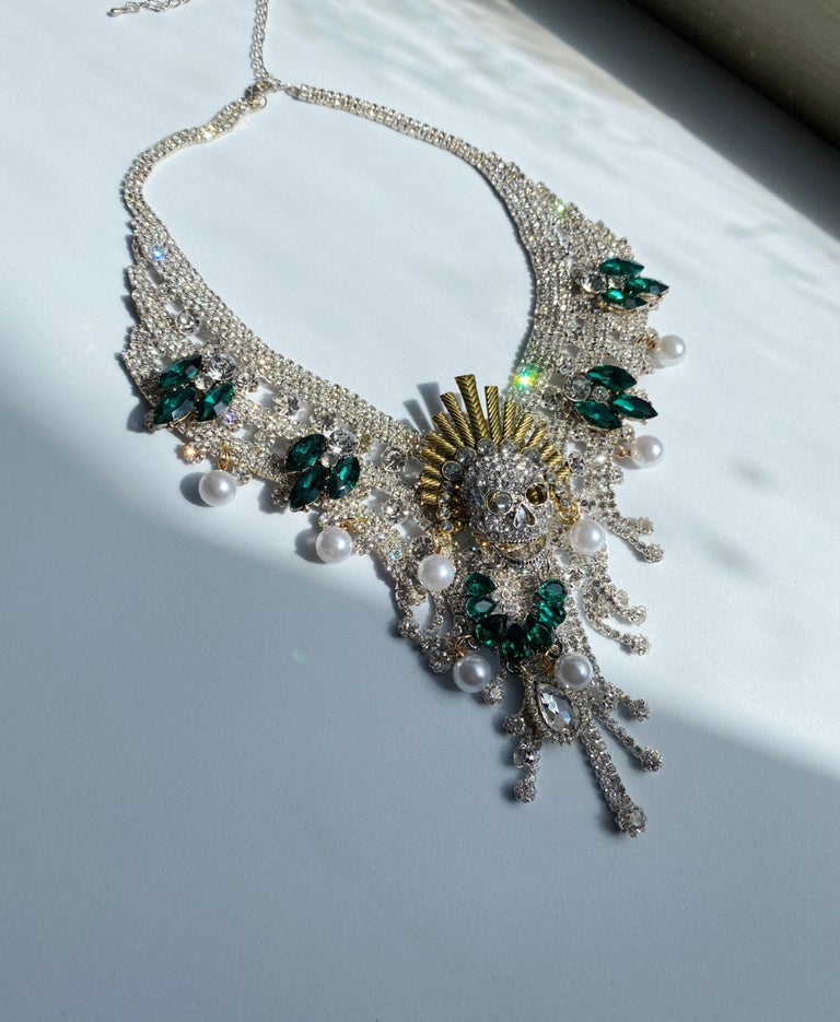 Skull and crystal necklace by Sebastian Jaramillo For Sale at 1stDibs