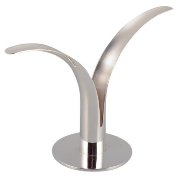 Skultuna "Liljan" candle holder in plated silver. Swedish design. 21th ...