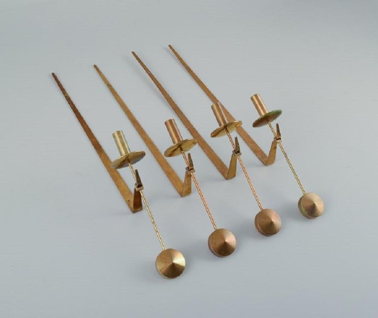 Skultuna, Sweden, Four Brass Candlesticks for Wall Hanging For Sale at ...