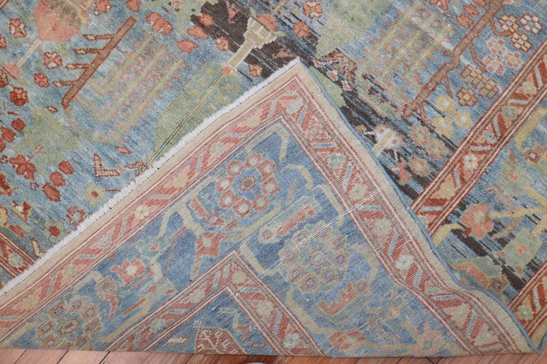Sky Blue Antique Malayer Weeping Willow Tree 20th Century Rug at 1stDibs