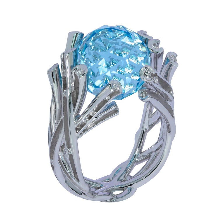Customizable Sky Topaz Diamonds 18 Karat White Gold Suite For Sale at ...