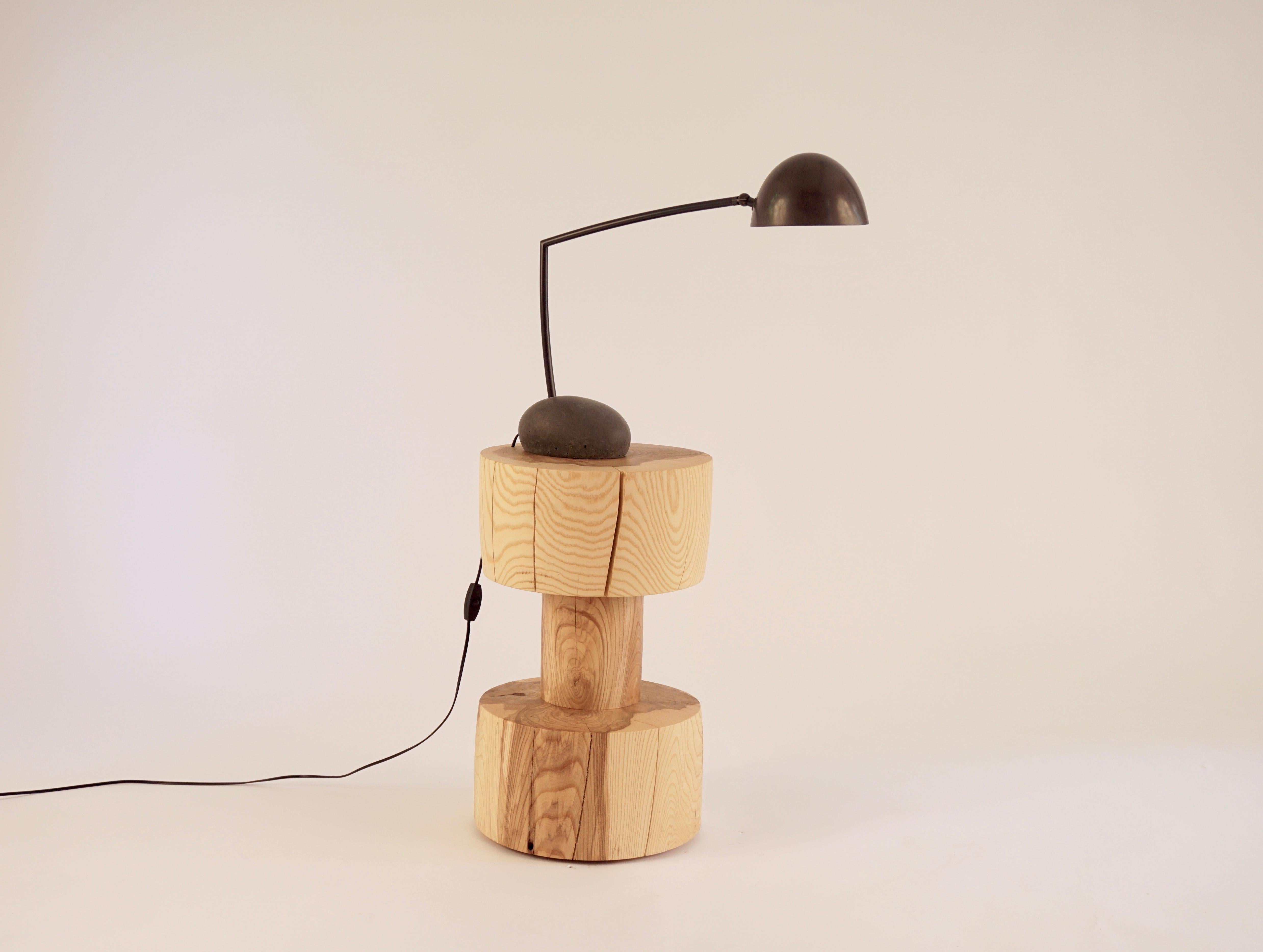 Skye Desk Lamp Small, with Spun Bronze Shade and Stone Shaped Cement ...