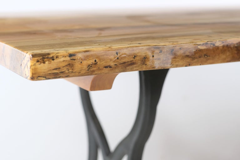 Slab American Maple Live Edge Dining Table w. Brooklyn Cast Iron Legs ...