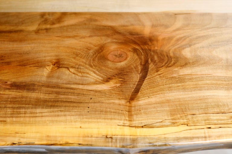 Slab American Maple Live Edge Dining Table w. Brooklyn Cast Iron Legs ...