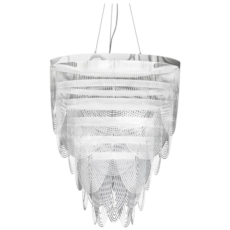 Grande lampe à suspension SLAMP Ceremony en prisme de Bruno Rainaldi En ...