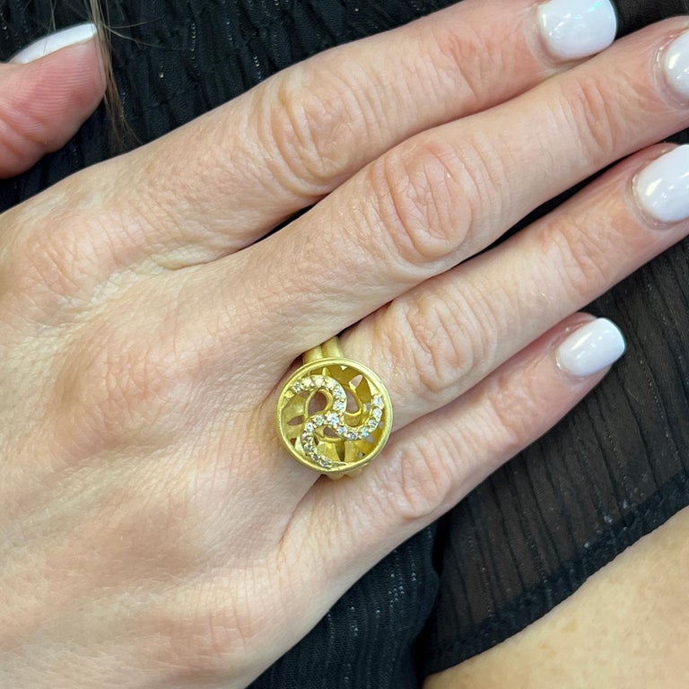 Slane and Slane Diamond 18 Karat Yellow Gold Brushed Finish Swirl Ring ...