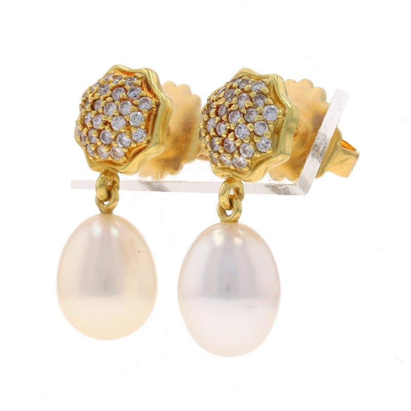 Slane and Slane Pearl and Diamond Cluster Dangle Earrings - Yellow Gold ...