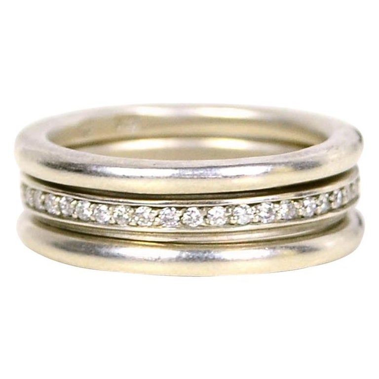 Slane and Slane Set of Three Sterling Silver and Diamond Eternity Bands ...
