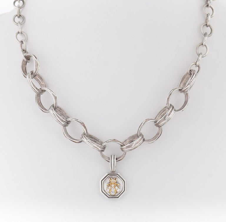 SLANE and SLANE Sterling Silver 18K Gold and Diamond Hexagon Bee ...