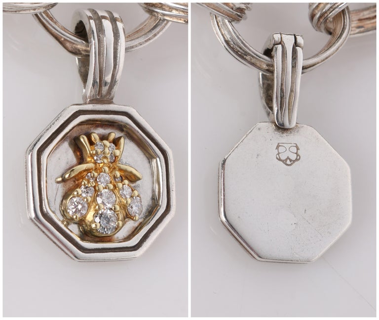 SLANE and SLANE Sterling Silver 18K Gold and Diamond Hexagon Bee ...