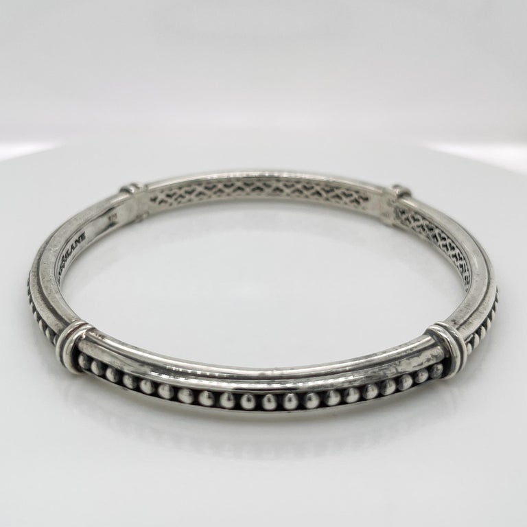 Slane and Slane Sterling Silver Beaded Column Bangle Bracelet For Sale ...