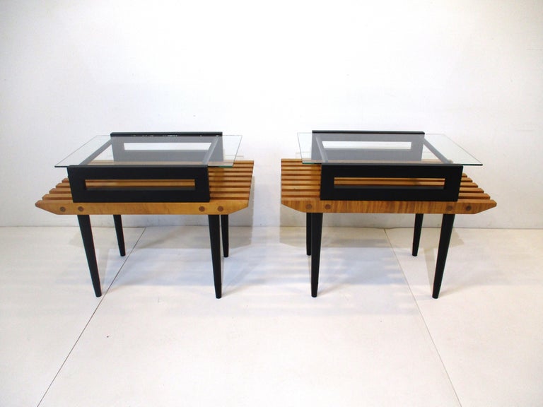 Slat Wood Side Tables in the styled of George Nelson and Herman Miller ...