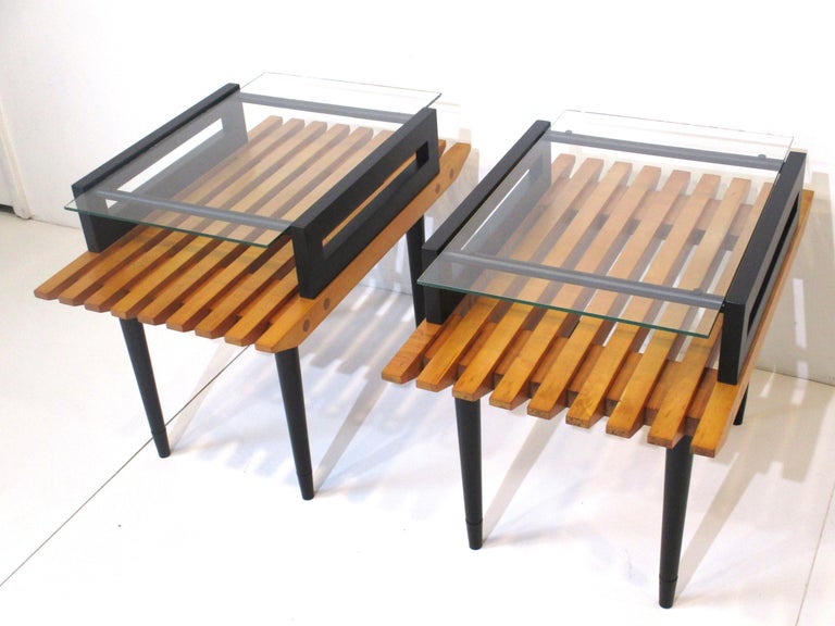 Slat Wood Side Tables in the styled of George Nelson and Herman Miller ...
