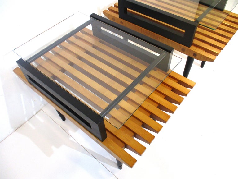 Slat Wood Side Tables in the styled of George Nelson and Herman Miller ...