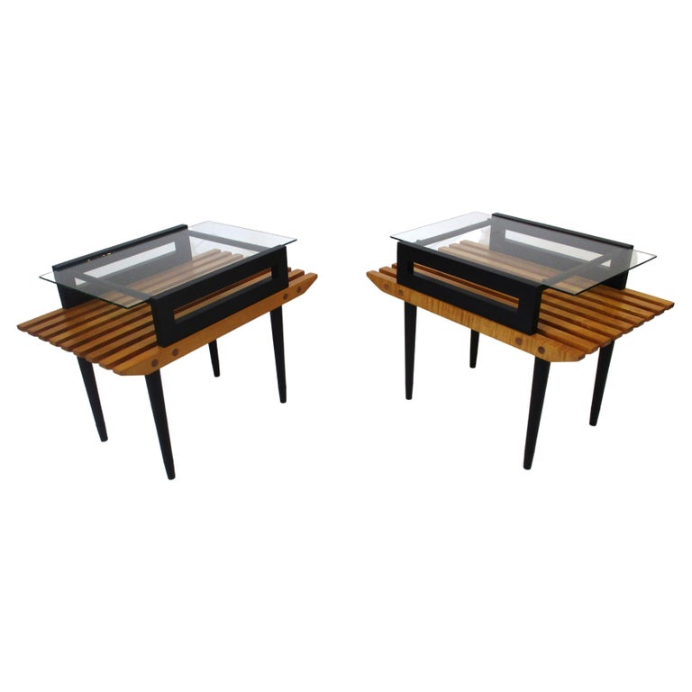 Slat Wood Side Tables in the styled of George Nelson and Herman Miller ...