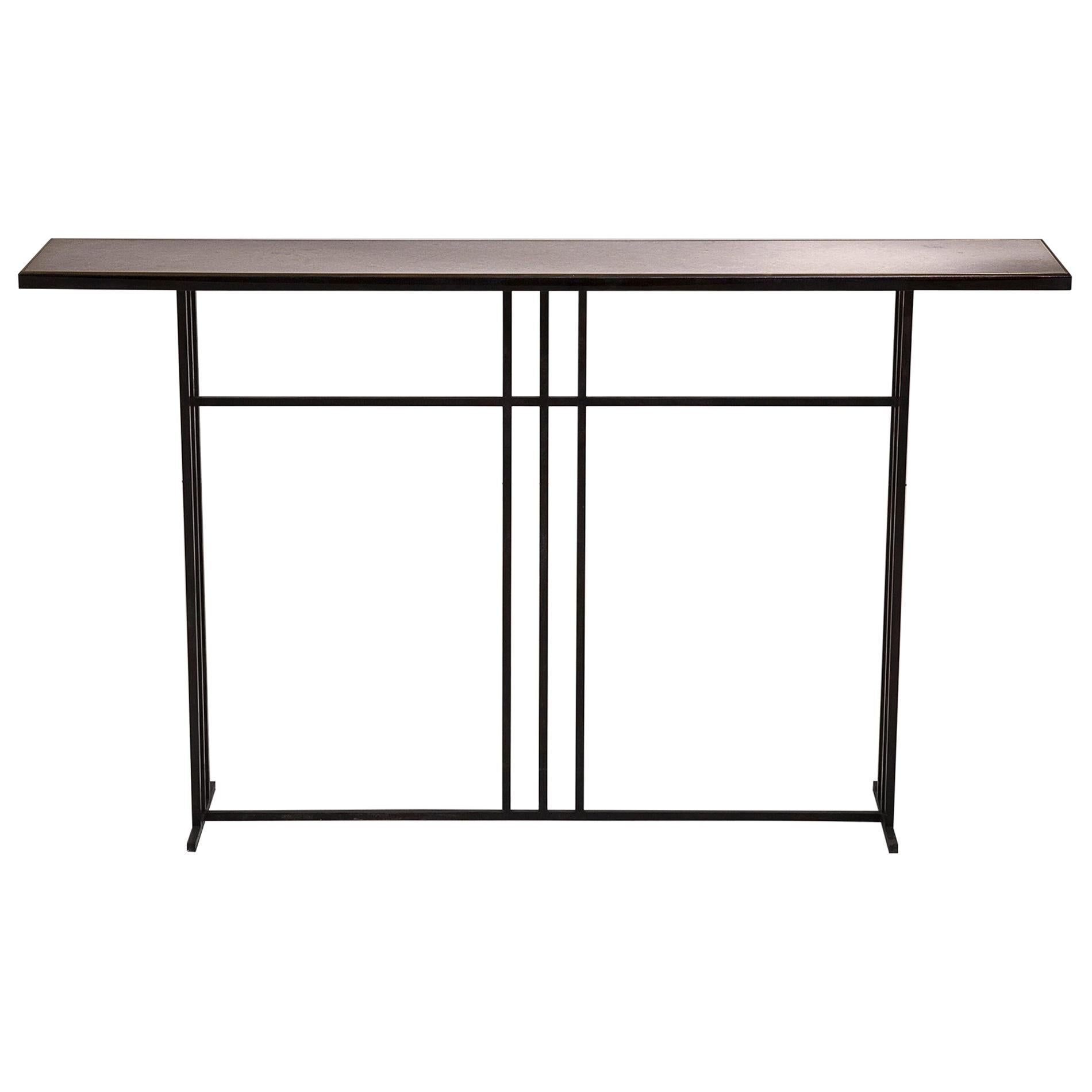 Nico Console Table — Large — Blackened Steel Frame — Honed Cumbrian ...