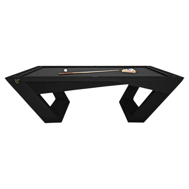 Slate Pool Tables Modern Black Solid Oak Inverted Legs, Black Felt For ...