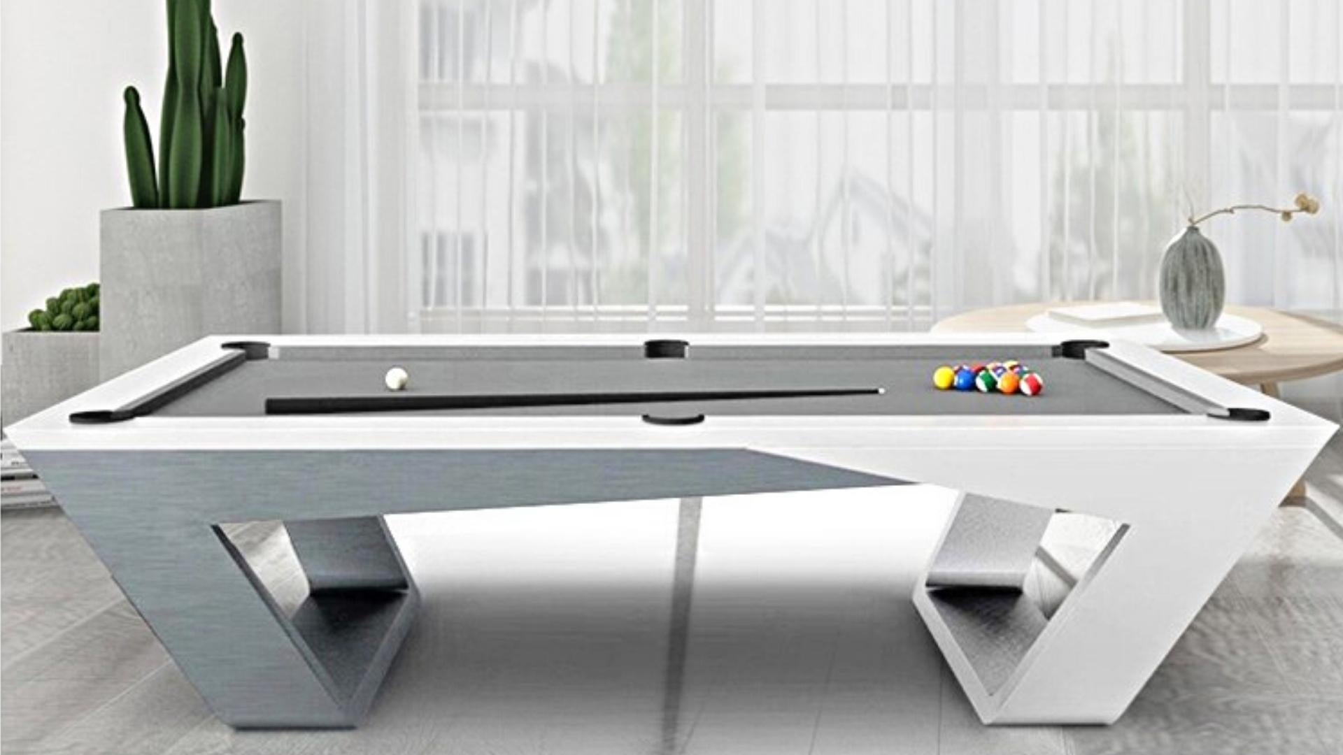 Slate Pool Tables Modern Brown and Black Solid Oak Inverted Legs, Green ...