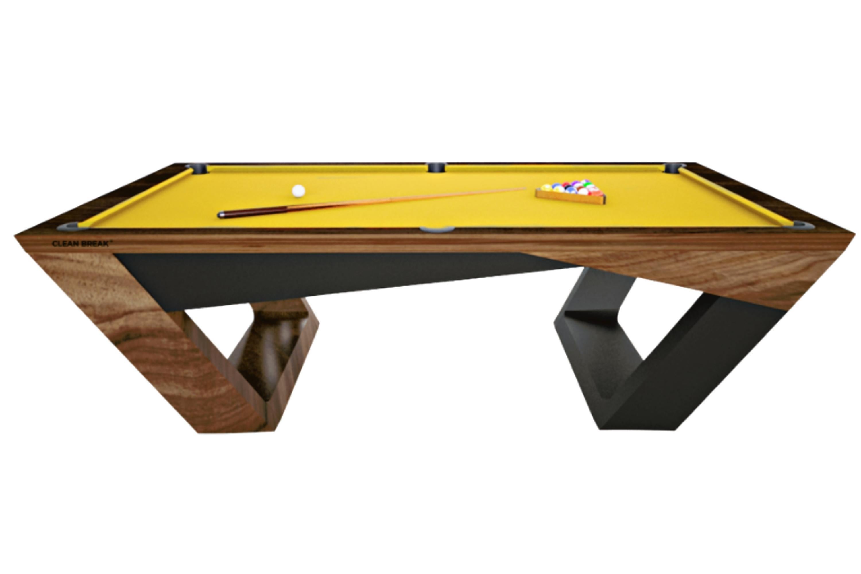 Slate Pool Tables Modern Brown and Black Solid Oak Inverted Legs, Green ...