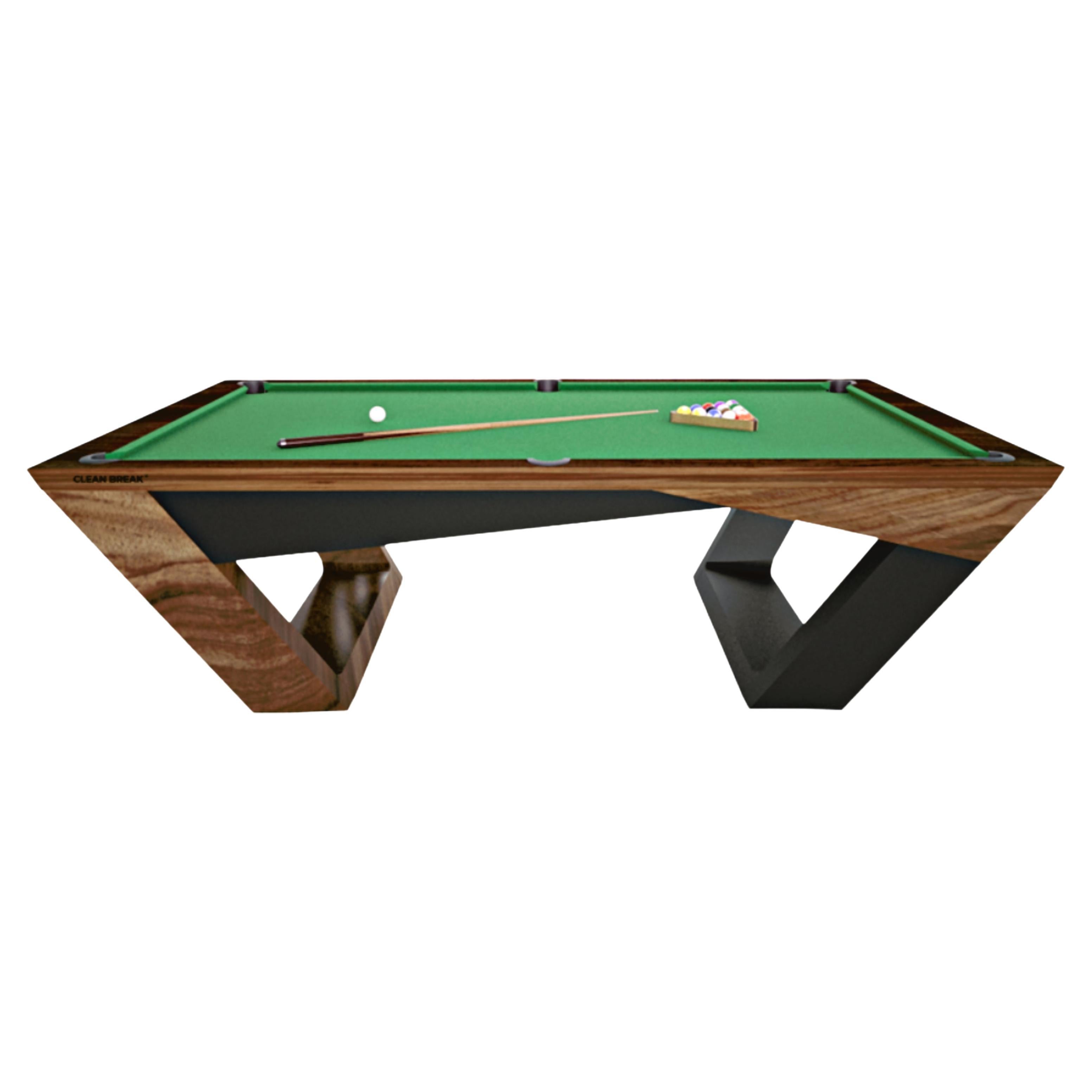 Slate Pool Tables Modern Brown and Black Solid Oak Inverted Legs, Green ...