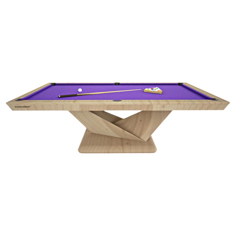 Slate Pool Tables Modern Striking V-legs Design Solid Oak, Gold Felt ...
