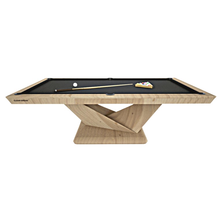 Slate Pool Tables Modern Striking V-legs Design Solid Oak, Purple Felt ...