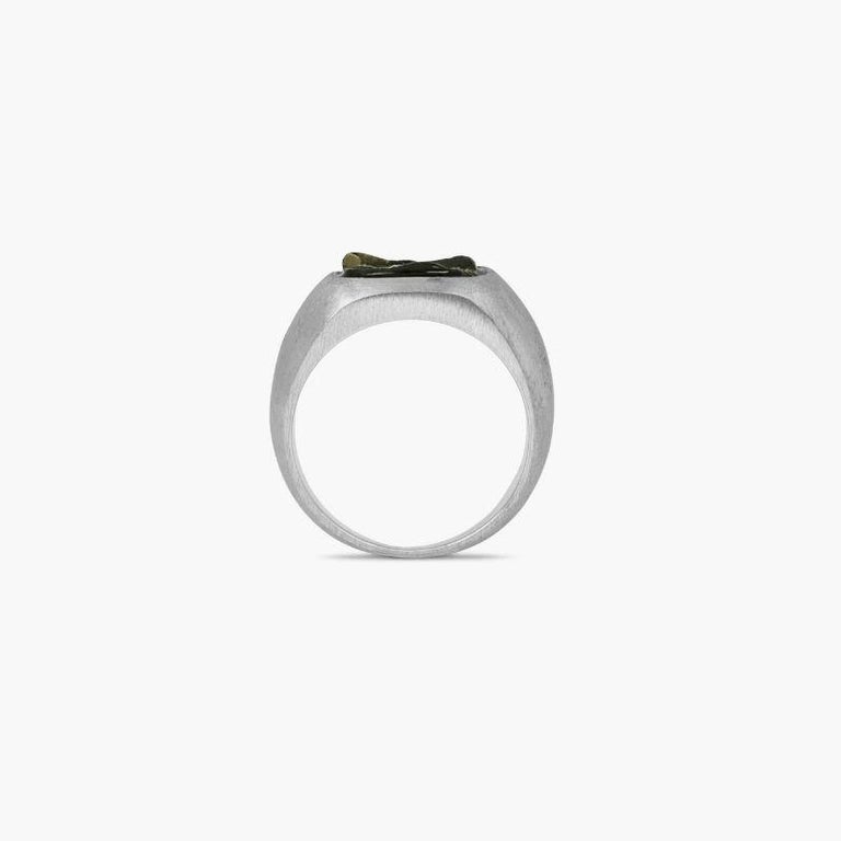 Slate Pyrite Signet Ring in Sterling Silver, Size L For Sale at 1stDibs