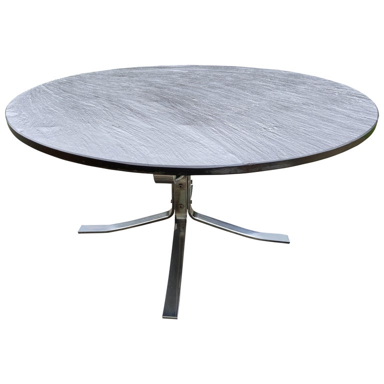 Slate Top 'Falcon' Side Table on Chrome Base by Sigurd Ressell for ...