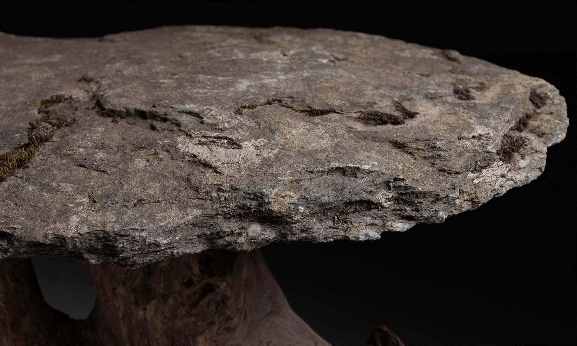 Slate and Tree Trunk Pedestal Table, France, circa 1900 For Sale at 1stDibs