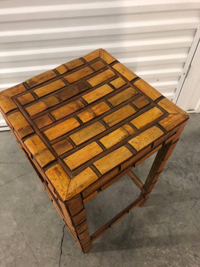 Slatted Asian Bamboo Side Table or Stand For Sale at 1stDibs | bamboo ...
