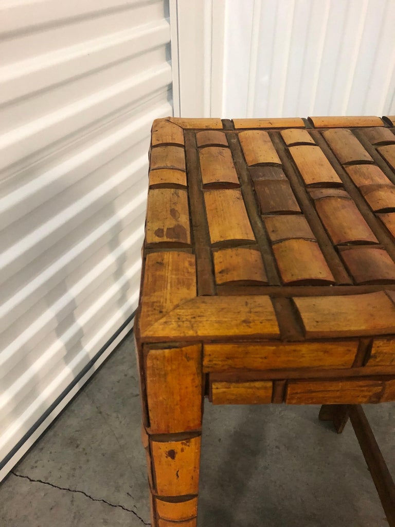 Slatted Asian Bamboo Side Table or Stand For Sale at 1stDibs | bamboo ...